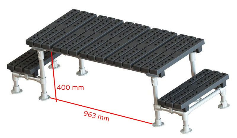 Mini step-over platform - Fixed, 400x963mm clearance - Simplified Safety
