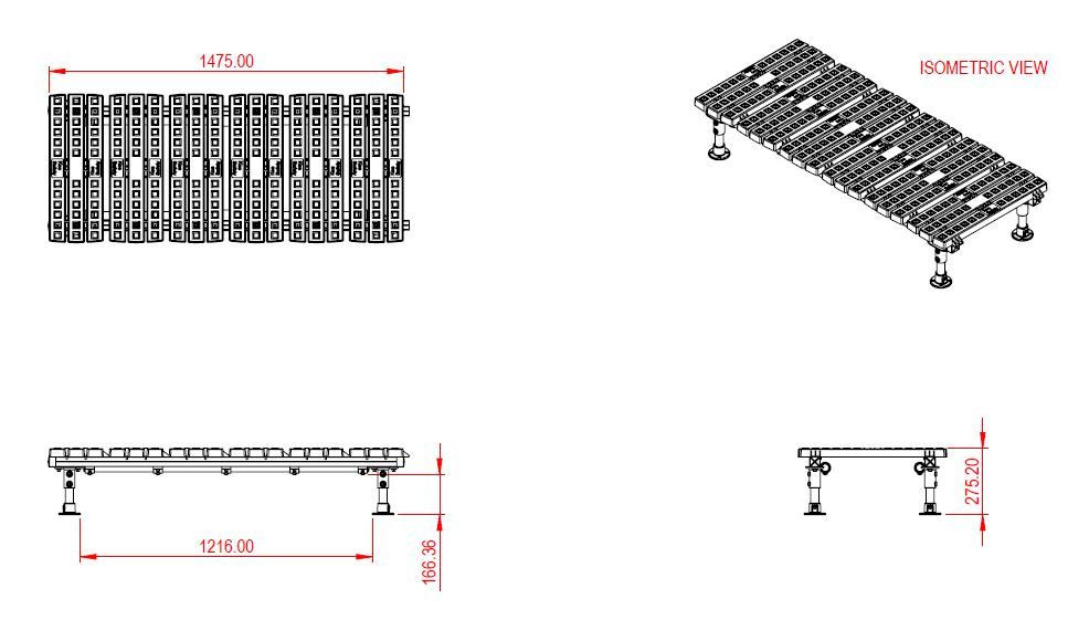 Mini step-over platform - Fixed, 1216x166 mm clearance - Simplified Safety
