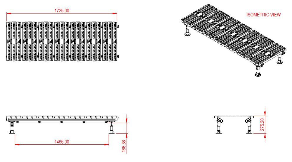 Mini step-over platform - Fixed, 1466x166 mm clearance - Simplified Safety