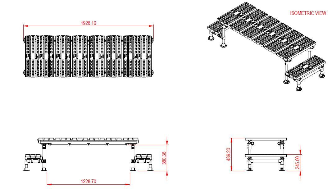 Mini step-over platform - Fixed, 1228x380 mm clearance - Simplified Safety