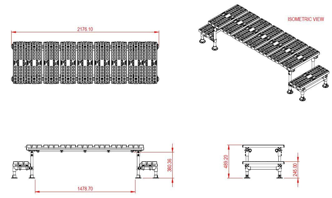 Mini step-over platform - Fixed, 1478x380mm clearance - Simplified Safety