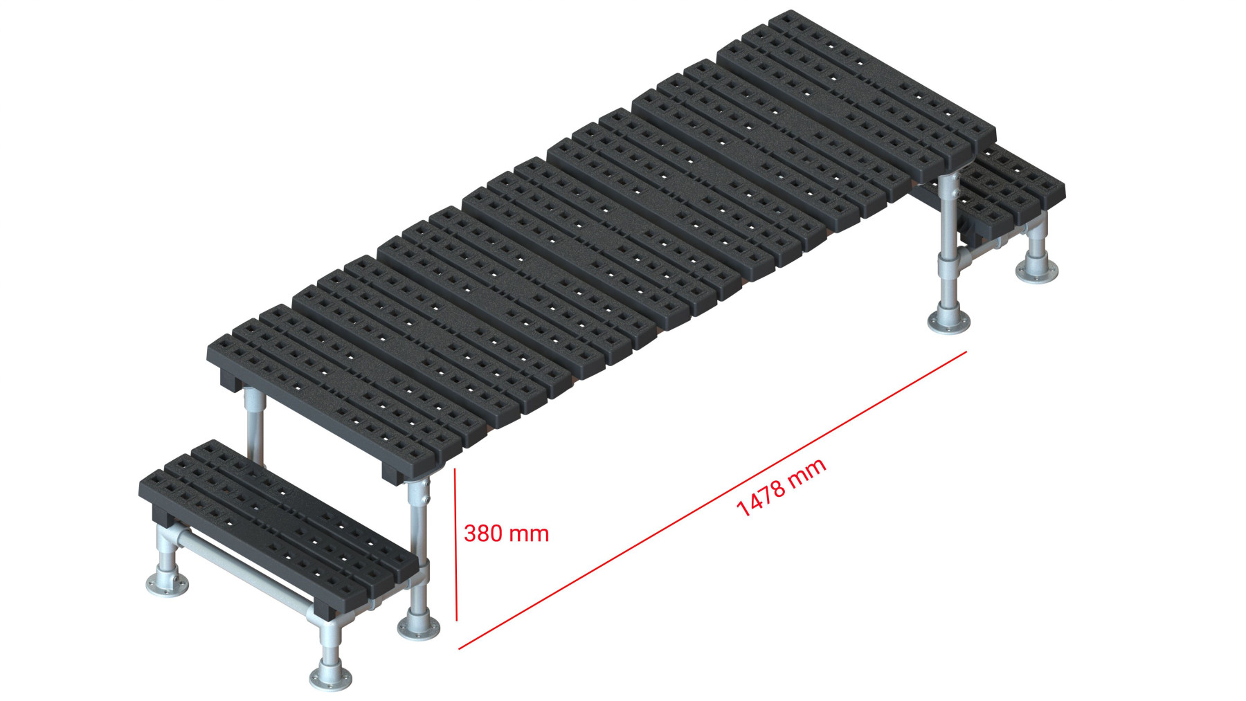 Mini step-over platform - Fixed, 1478x380mm clearance - Simplified Safety