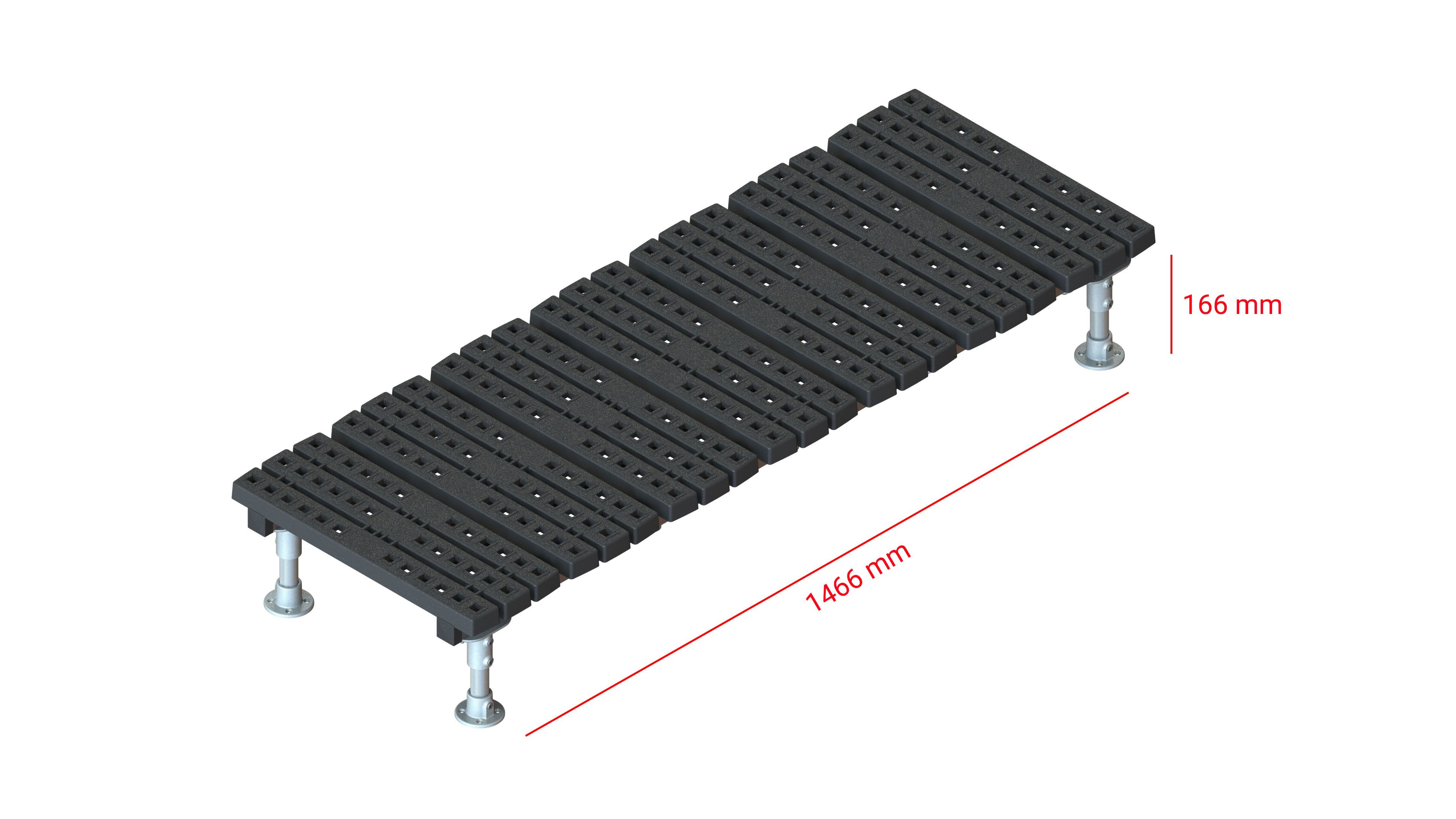 Mini step-over platform - Fixed, 1466x166 mm clearance - Simplified Safety