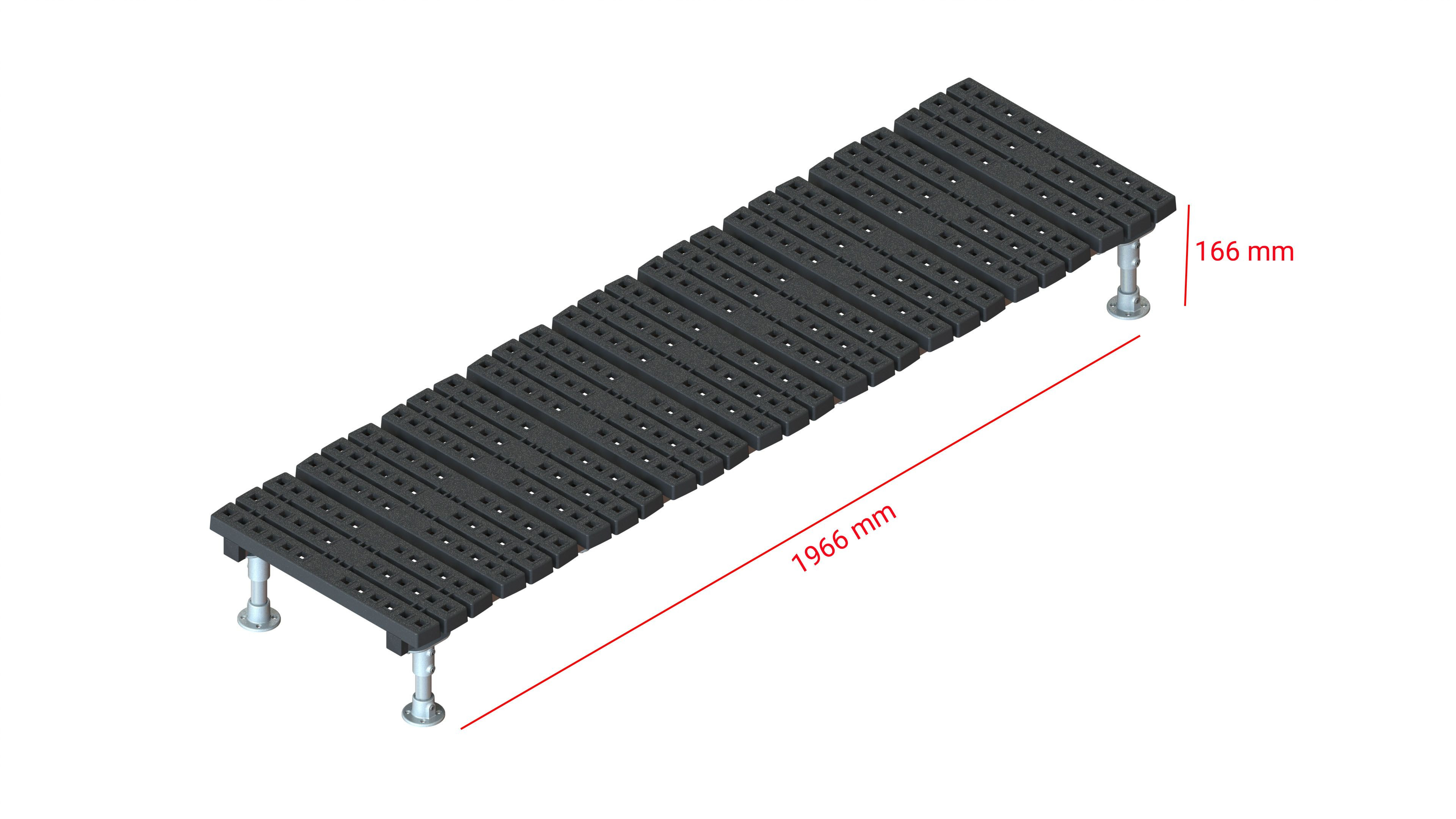 Mini step-over platform - Fixed, 1966x166 mm clearance - Simplified Safety