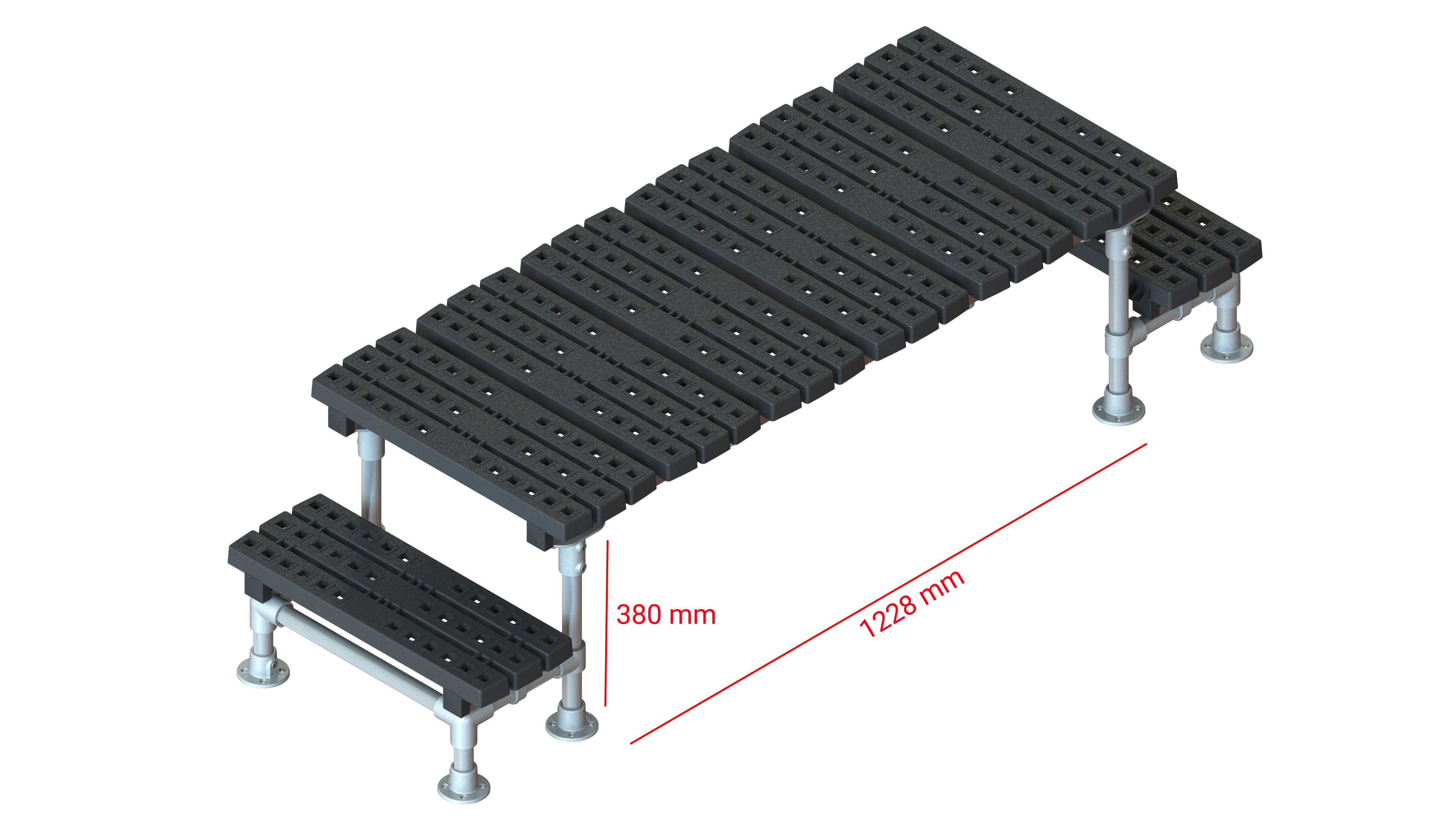 Mini step-over platform - Fixed, 1228x380 mm clearance - Simplified Safety
